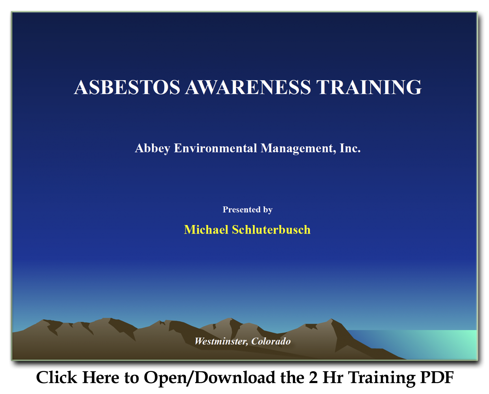 2 Hour Asbestos Awareness Training Course - Abbey Environmental